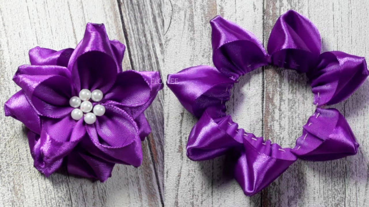 Amazing ribbon flower craft - diy beautiful flower making with satin ...