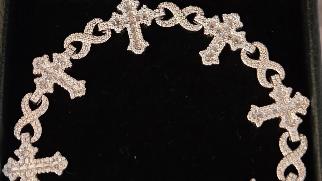 Harlembling fully iced out eternity Gothic cross bracelet review flash ...