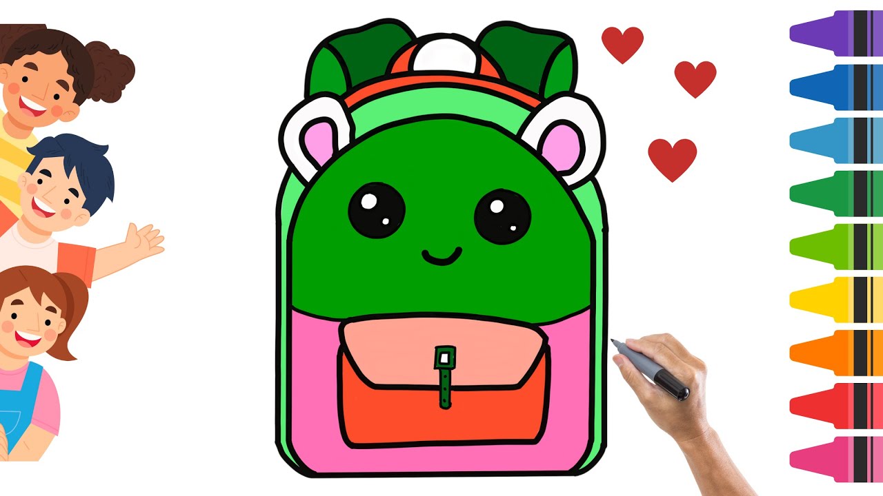 How to Draw Cute Cartoon School Backpack - Easy for Kids and Toddlers ...