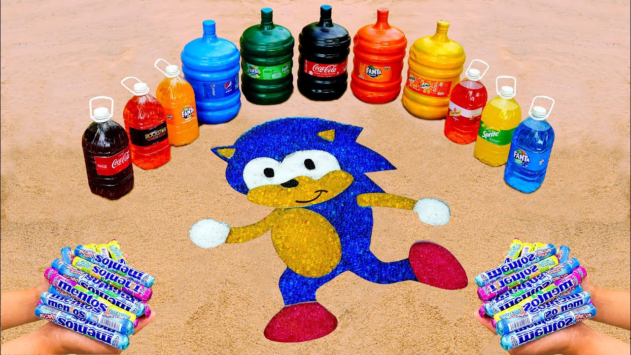 How to make Colorful Sonic with Orbeez & Giant Pepsi, Mirinda, Coca ...