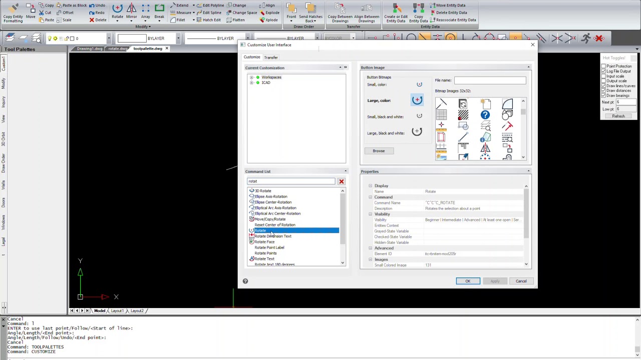 Adding Commands to Tool Palette - YouTube