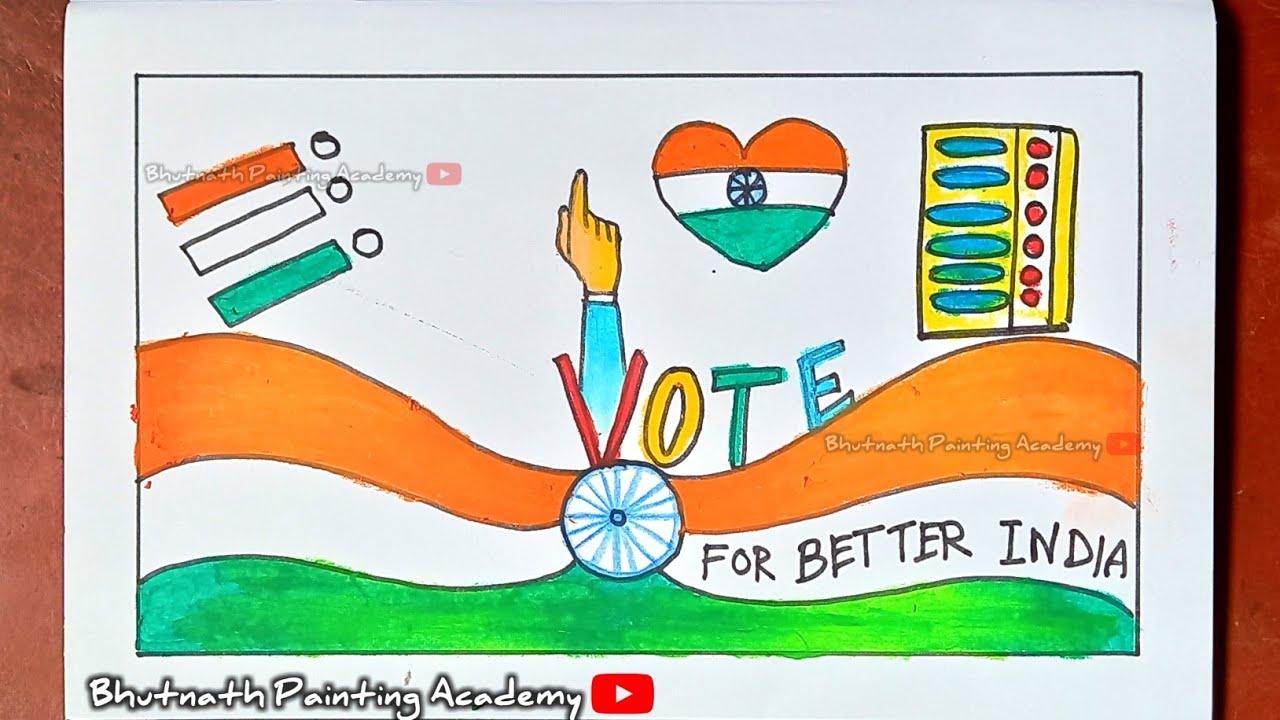 matdan Jagruti drawing|| National Voter Day poster painting - YouTube