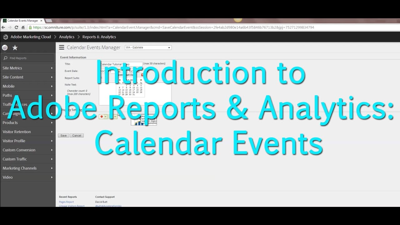 [Tutorial] Adobe Reports & Analytics: Setting Calendar Events - YouTube