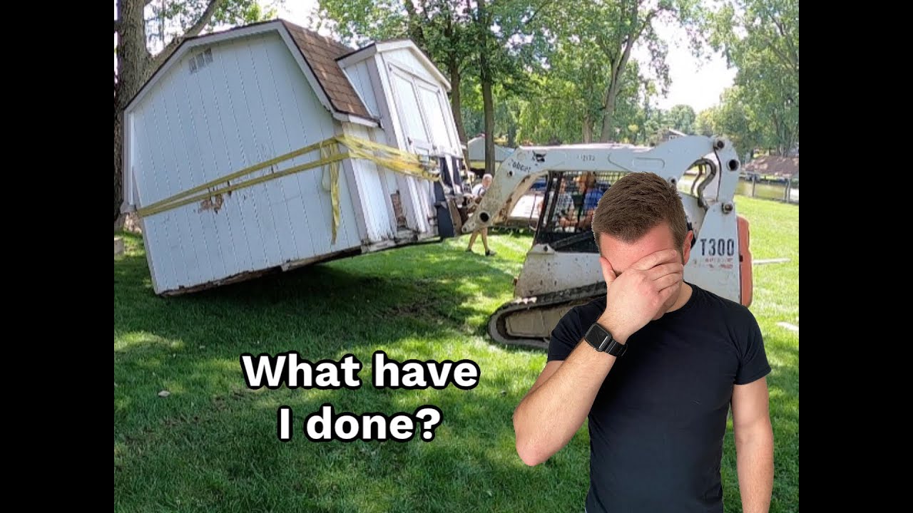 Moving shed with skid steer - YouTube