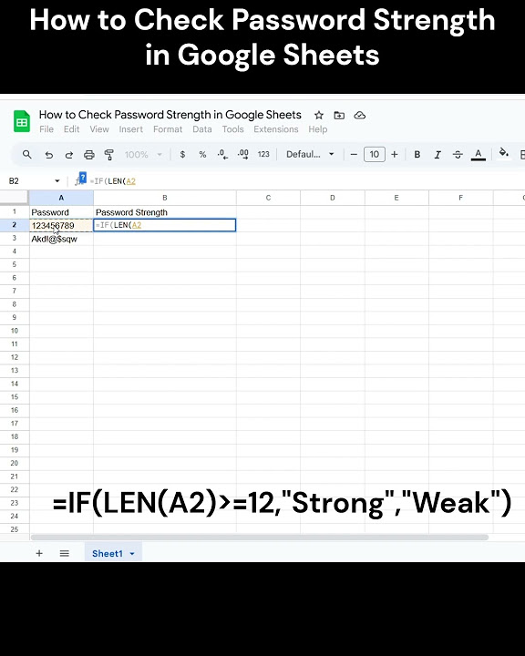 How to Check Password Strength in #googlesheets #tutorials #spreadsheets #tipsandtricks #excel ...