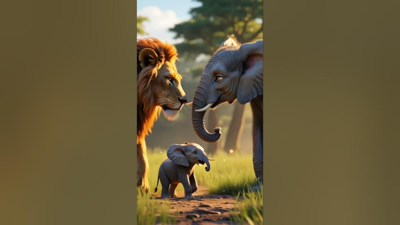Mama Elephant saved her baby elephant from the Lion! 🦁 #animalrescue # ...