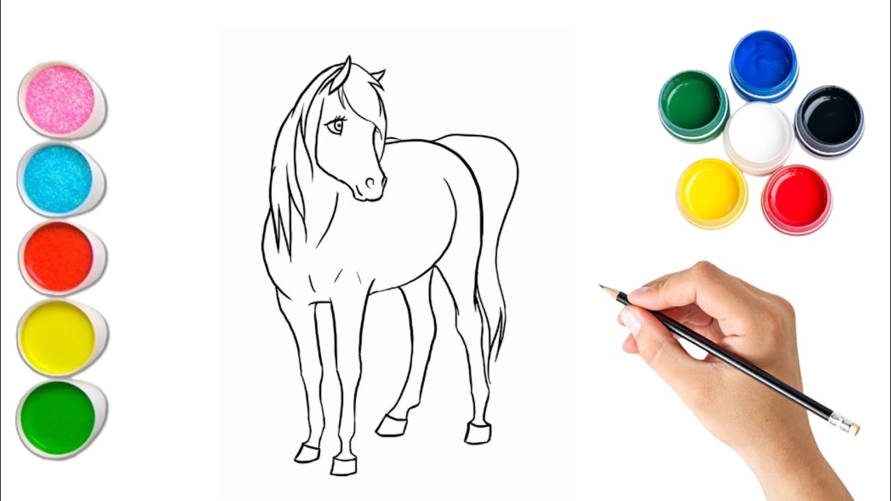 How to draw Mare and Colouring for kids and toddlers || ABCD rhymes ...