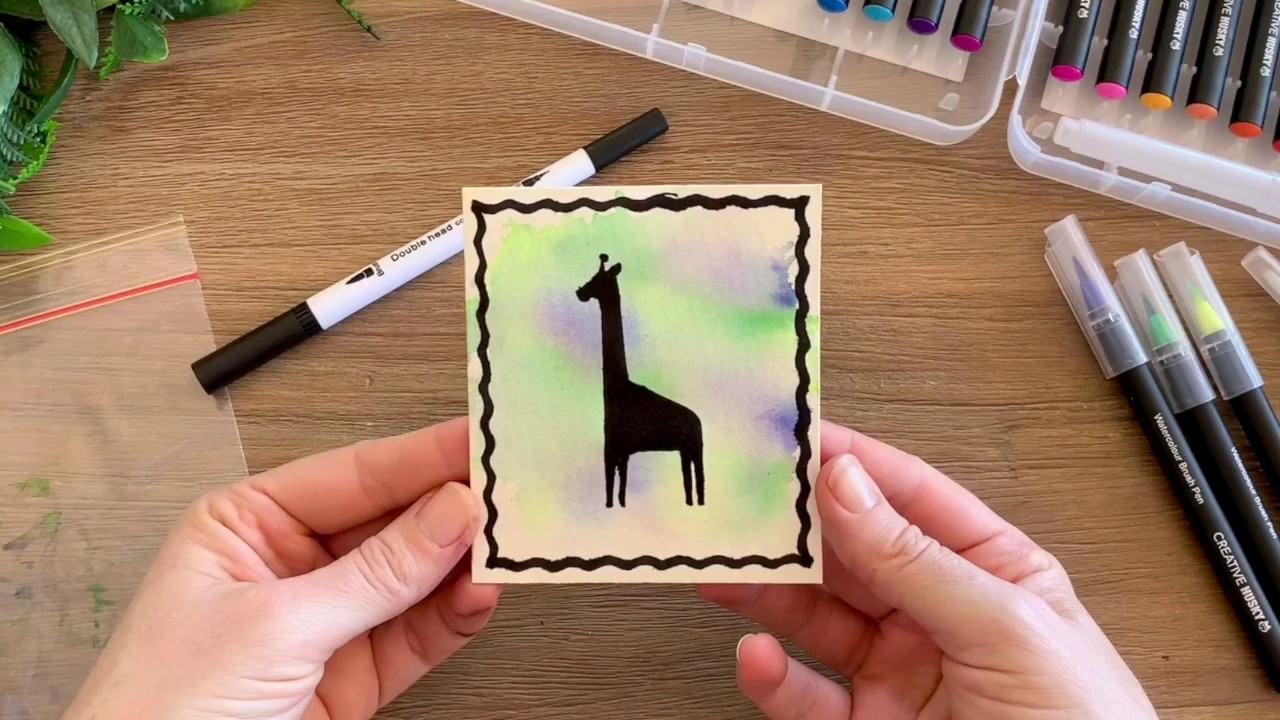 Watercolour Brush Pens Tutorial - DIY gift cards - YouTube