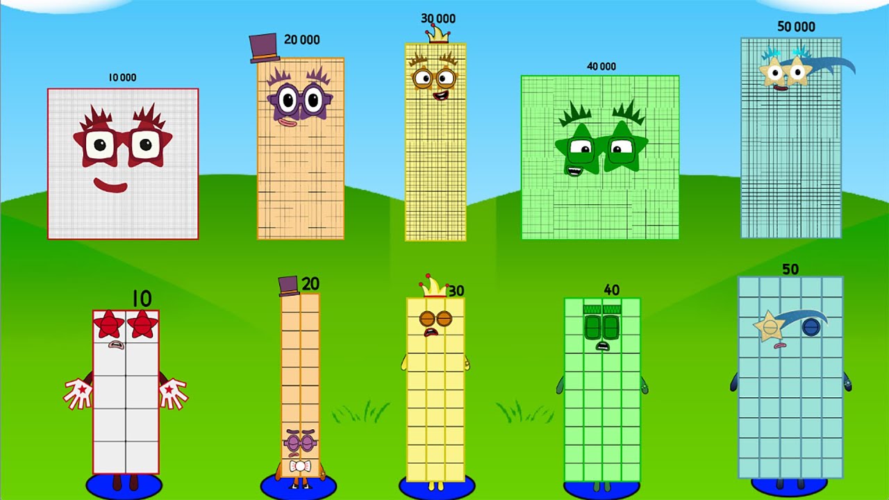 Numberblocks Band Ten Thousands Vs Tens 10000 - 20000 - 30000 - 40000 ...
