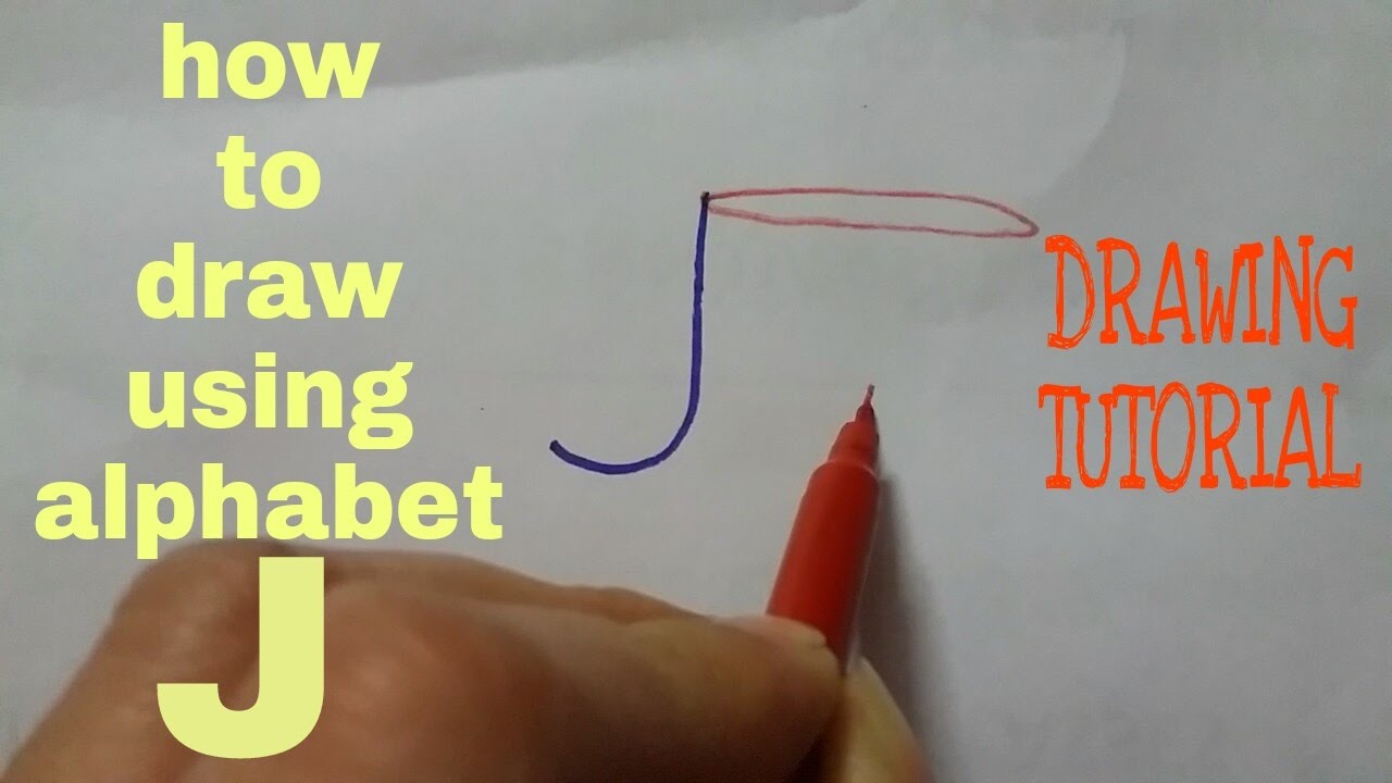 How to draw using alphabet J | drawing using alphabets | drawing ...