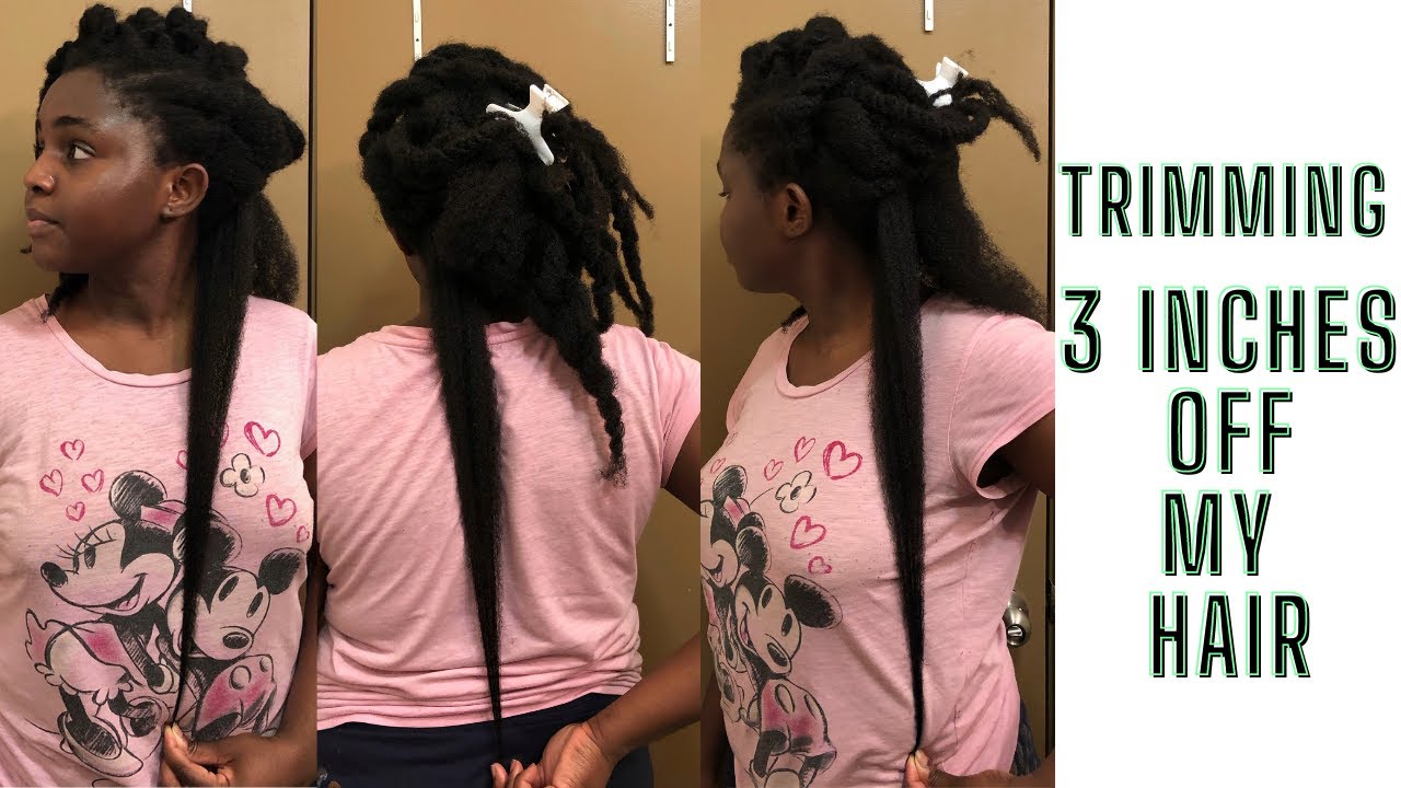 Trimming 3 inches off my TAILBONE LENGTH 4C HAIR - YouTube