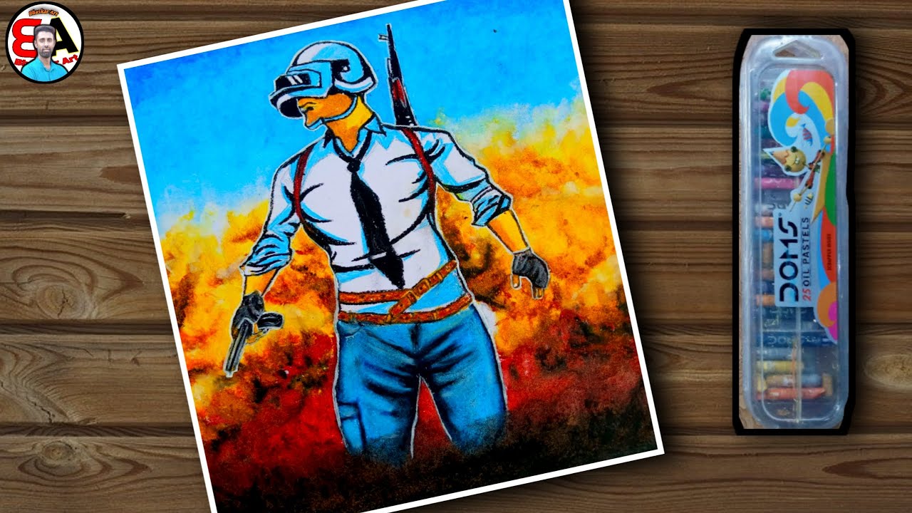 pubg Oil pastel Drawing । How to draw pubg character । Drawing Pubg man ...