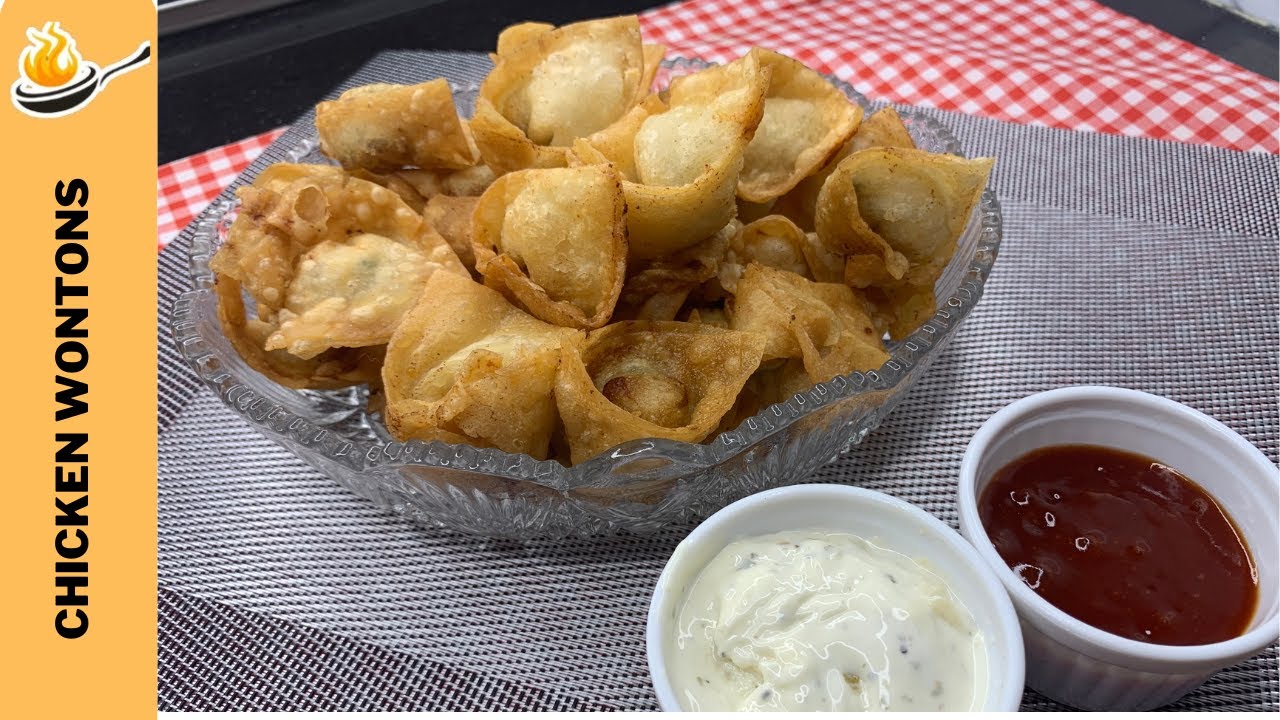 Chicken Wontons Recipe By Yummy and Sizzling | One Bite Mini Chicken ...