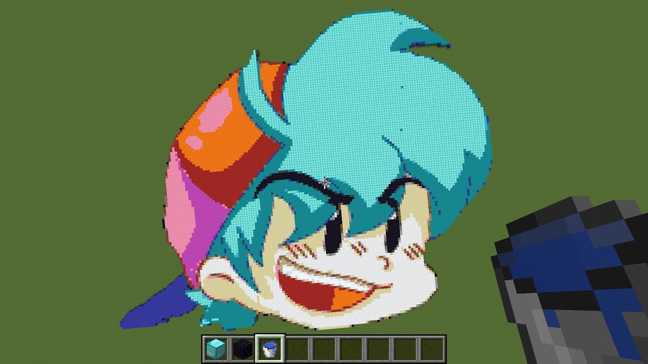 Boyfriend Friday Night Funkin Pixel Art in Minecraft | How To Draw in ...