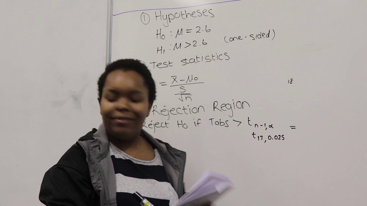 Hypothesis Test For Mean Sigma Unknown Ii Youtube 4290