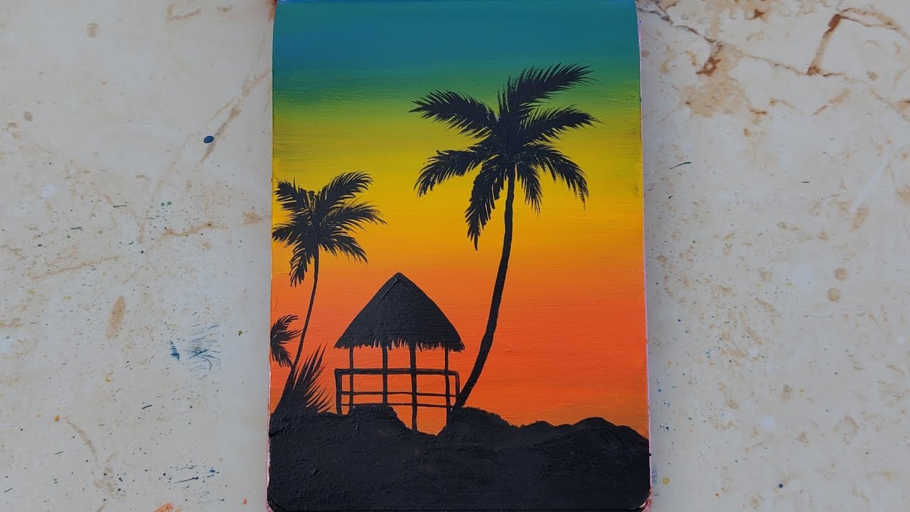 Orange Sunset/ Acrylic Painting/ Step By Step Tutorial For Beginners ...