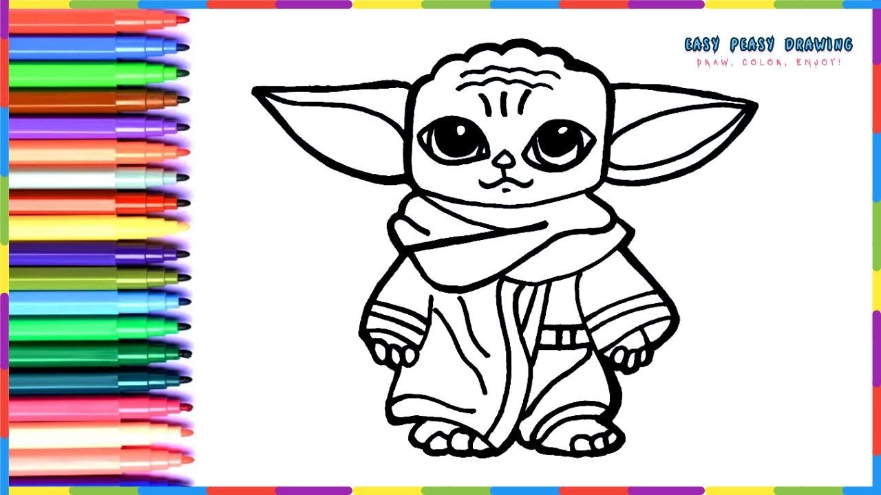 How to Draw Cute Yoda from Star Wars | Step-by-Step Tutorial for ...