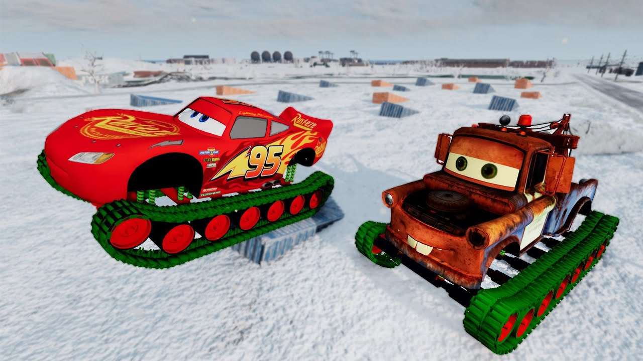 Lightning Mcqueen Tank VS Mater Tank! Who quickly? Car racing in the ...