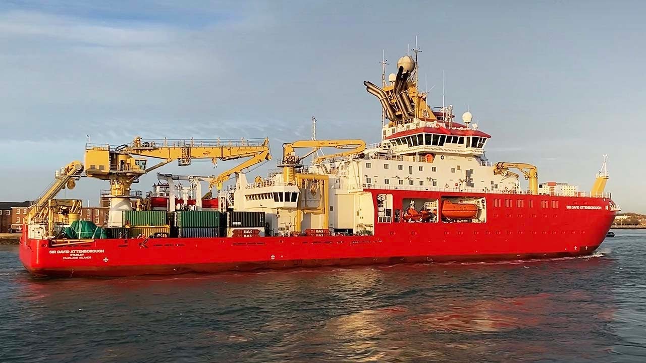 RRS Sir David Attenborough arrives in Portsmouth ahead of her maiden ...