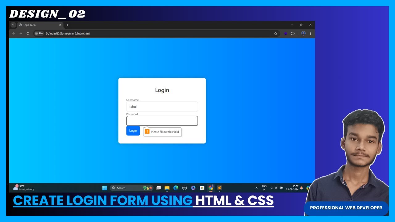 How to Create a Login Form Using HTML & CSS | Design_02 - YouTube