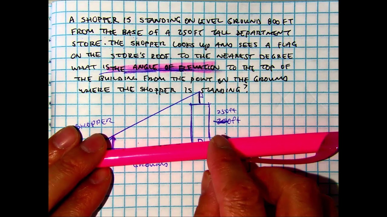 trig easy word problem elevation ex C ALL - YouTube