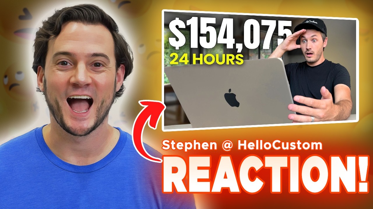 REACTION: I Built A $154,075 Etsy Business In 24 Hours (Stephen @ HelloCustom) - YouTube