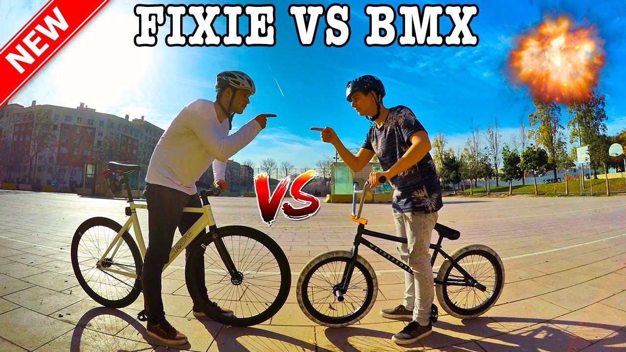 BMX vs FIXIE - PRIMEROS TRUCOS CON FIXIE - YouTube