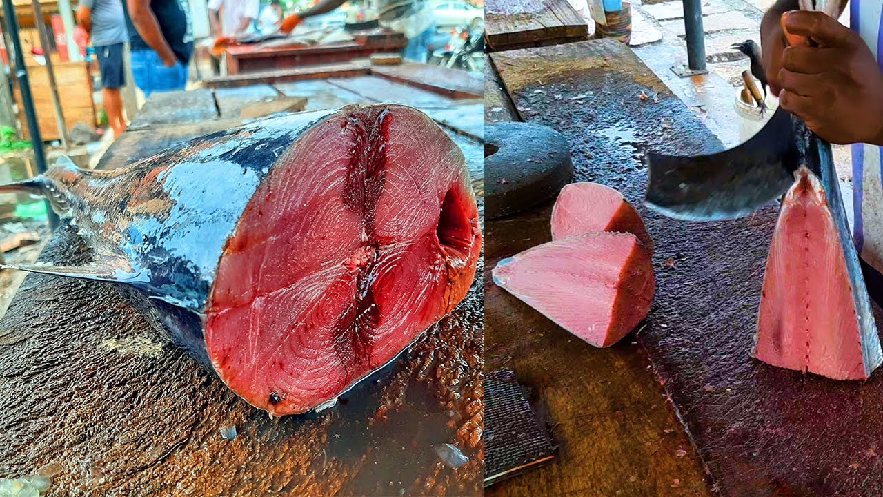 How To Perfect Cut Tuna Tail | Fish Cutting Skill | Unique Live Tuna ...