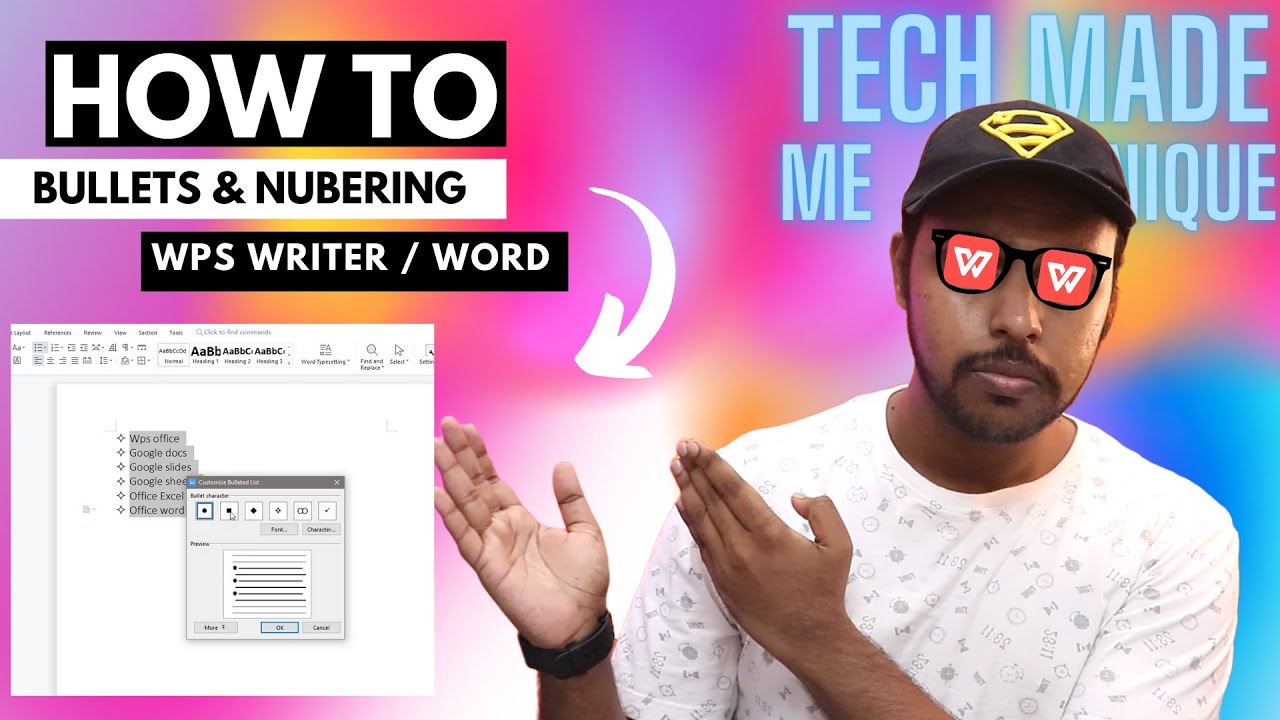 Wps Office Writer Bulleting Point And Numbering Wps Writer Tutorial Youtube