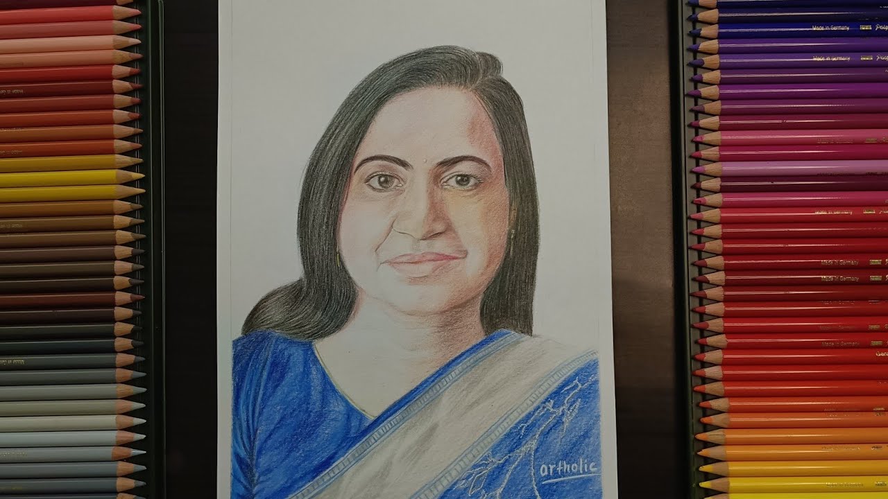 Drawing Portrait using Polychromos | Polychromos| Portrait drawing ...