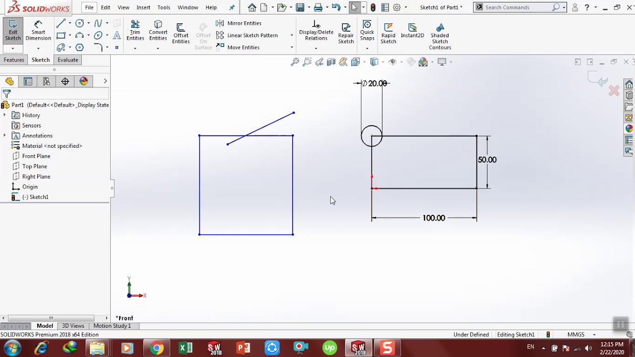 Intro to Solidworks بالعربي ...Part2 2D Sketch _5s - YouTube