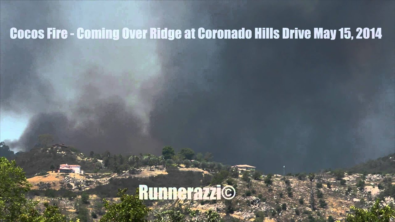 Cocos Fire Time Lapse San Marcos Day 2 Coming Over Ridge - YouTube