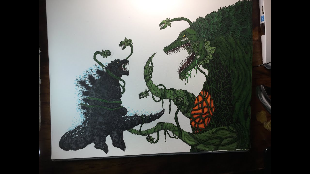Lets Draw Godzilla vs Biollante - YouTube