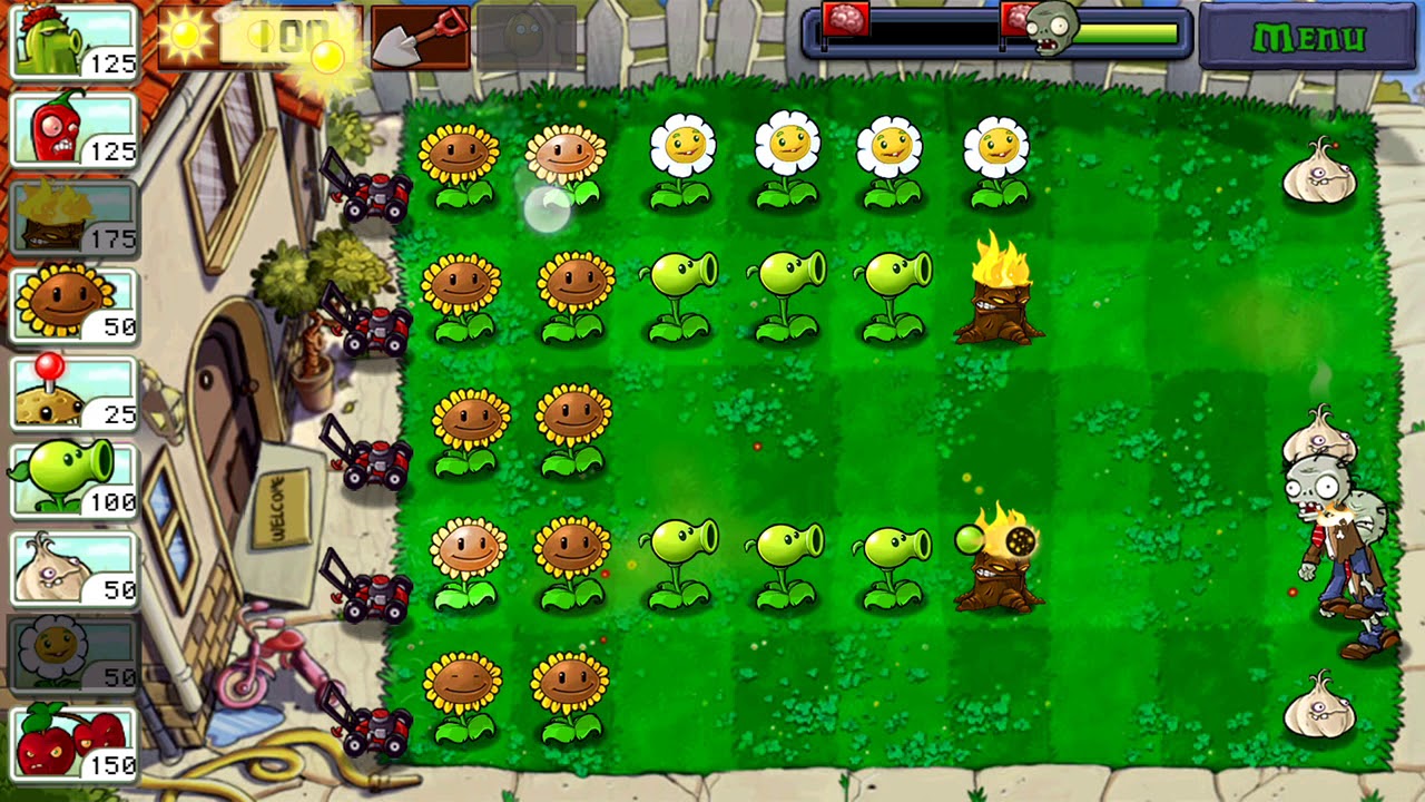 Plants vs Zombies - Adventure (second time) 1-1 - YouTube