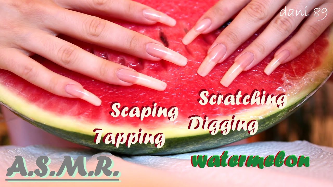 🎧 Binaural ASMR 🍉 Scratching, Scraping, Digging, Tapping a WATERMELON 🍉 ...