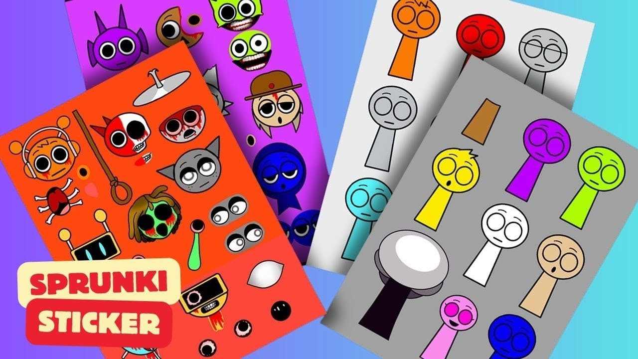 Sticker Book SPRUNKI HORROR (OREN, SIMON, VINERIA, PINKI) | DIY Paper ...