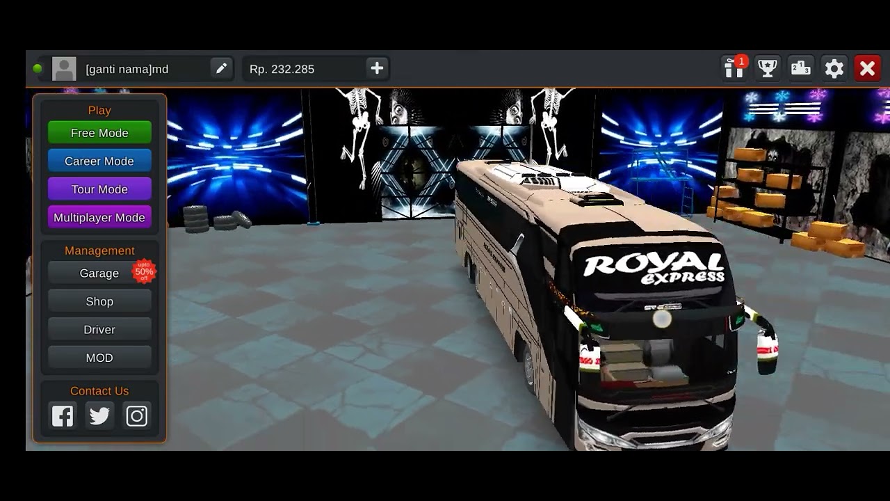 Bus simulator indonesia bd map ll RoyAL bus skin - YouTube