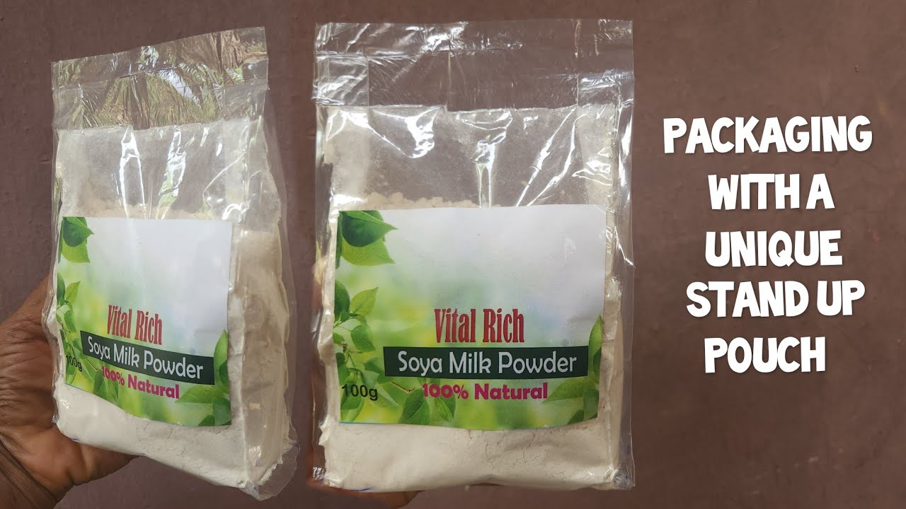 Soya milk powder packaging with a unique stand up pouch - YouTube