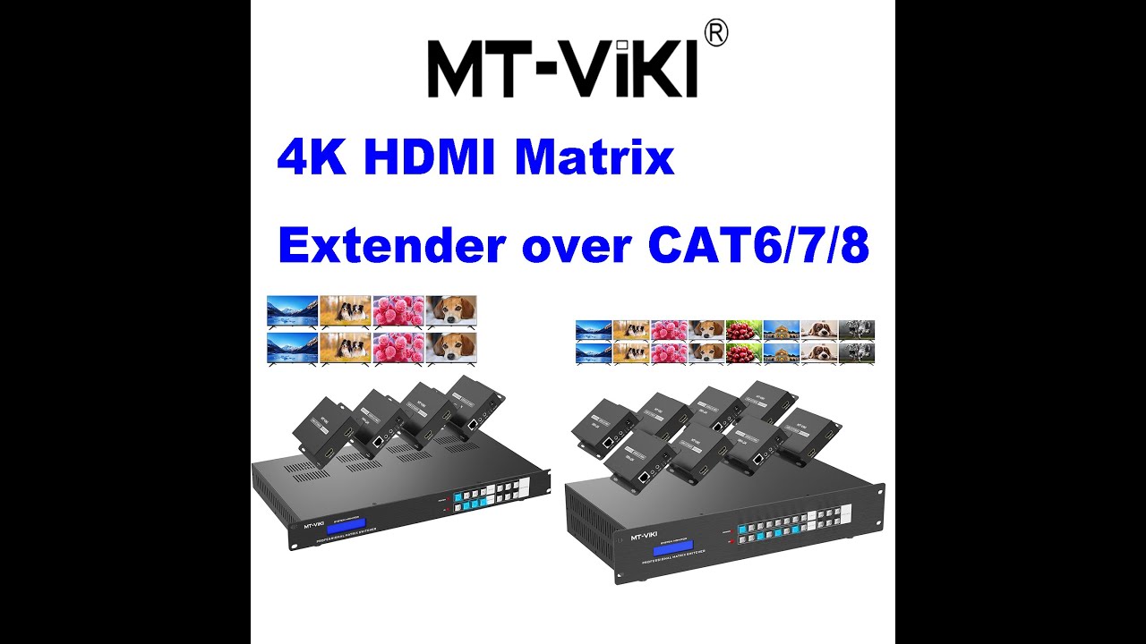 4x4 8x8 HDMI Matrix Extender over CAT 6/7/8 LAN Cable - YouTube