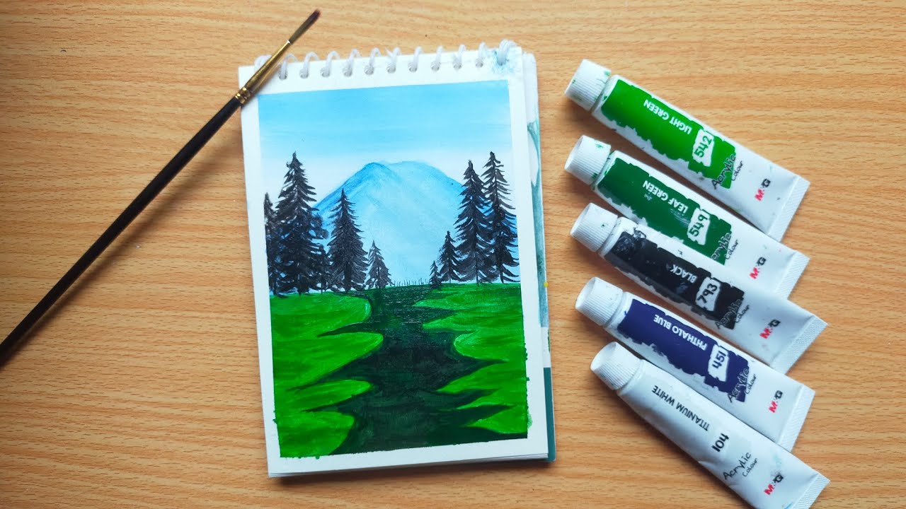 Easy Landscape painting Tutorial || easy painting step by step || Hira ...