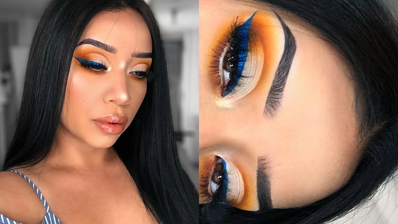 MAKEUP MONDAY | SAPPHIRE EYELINER + EASY SUNSET EYE LOOK | Oh!MGlashes - YouTube