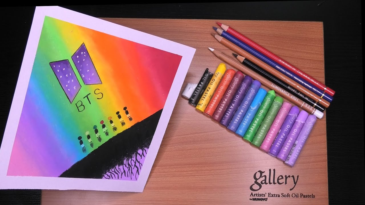 Novice learning to Draw and Paint / Day 17 / Oil pastel - BTS (방탄소년단 ...