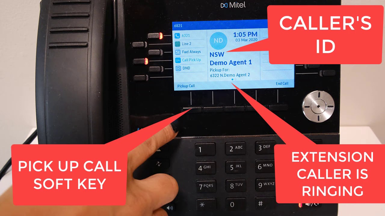 Mitel 6930 Handset - Call Pick Up - YouTube