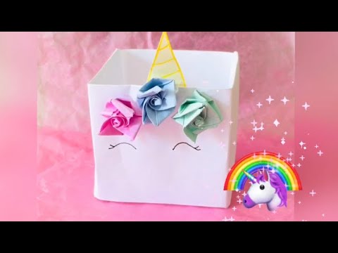 DIY Unicorn Paper Box 🦄||Origami Tutorial - YouTube