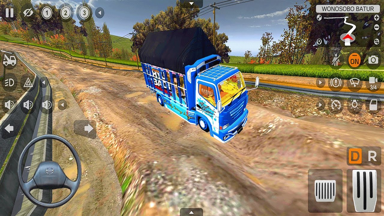 GAME MOBIL MOBILAN TRUK OLENG WAHYU ABADI LEWATI JALAN RUSAK MOD BUSSID ...