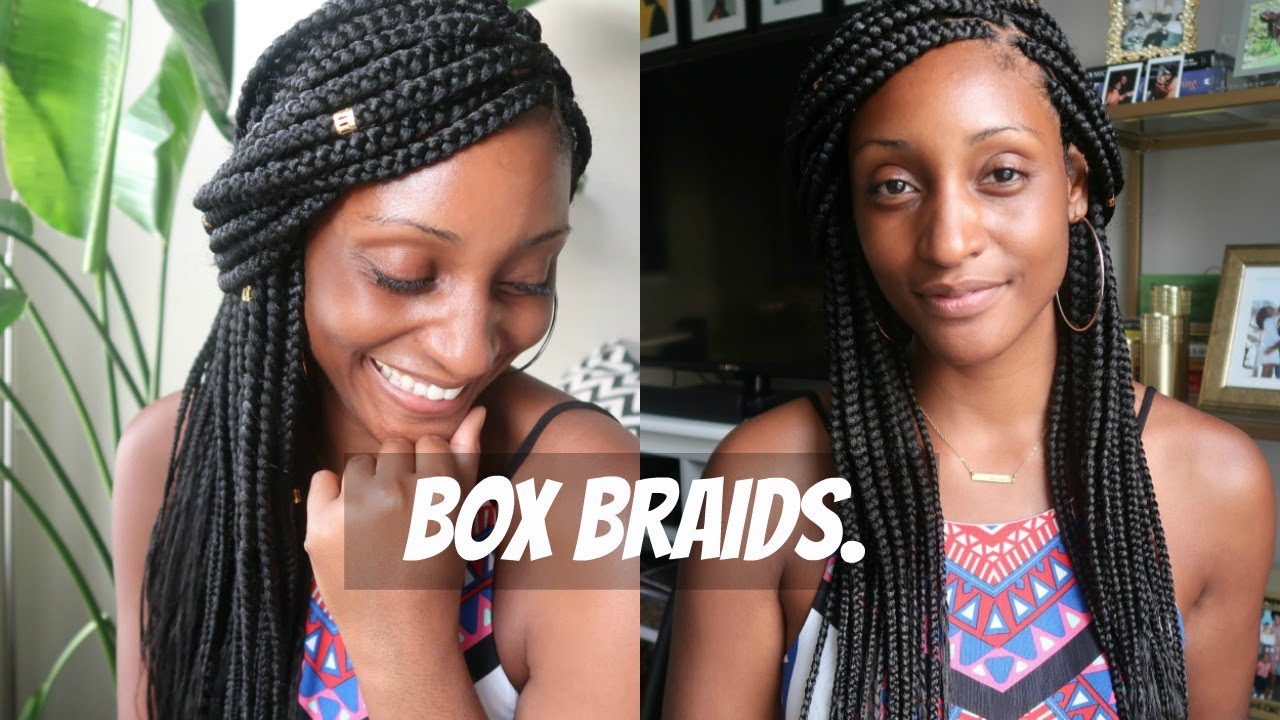 BOX BRAIDS ON NATURAL HAIR - YouTube