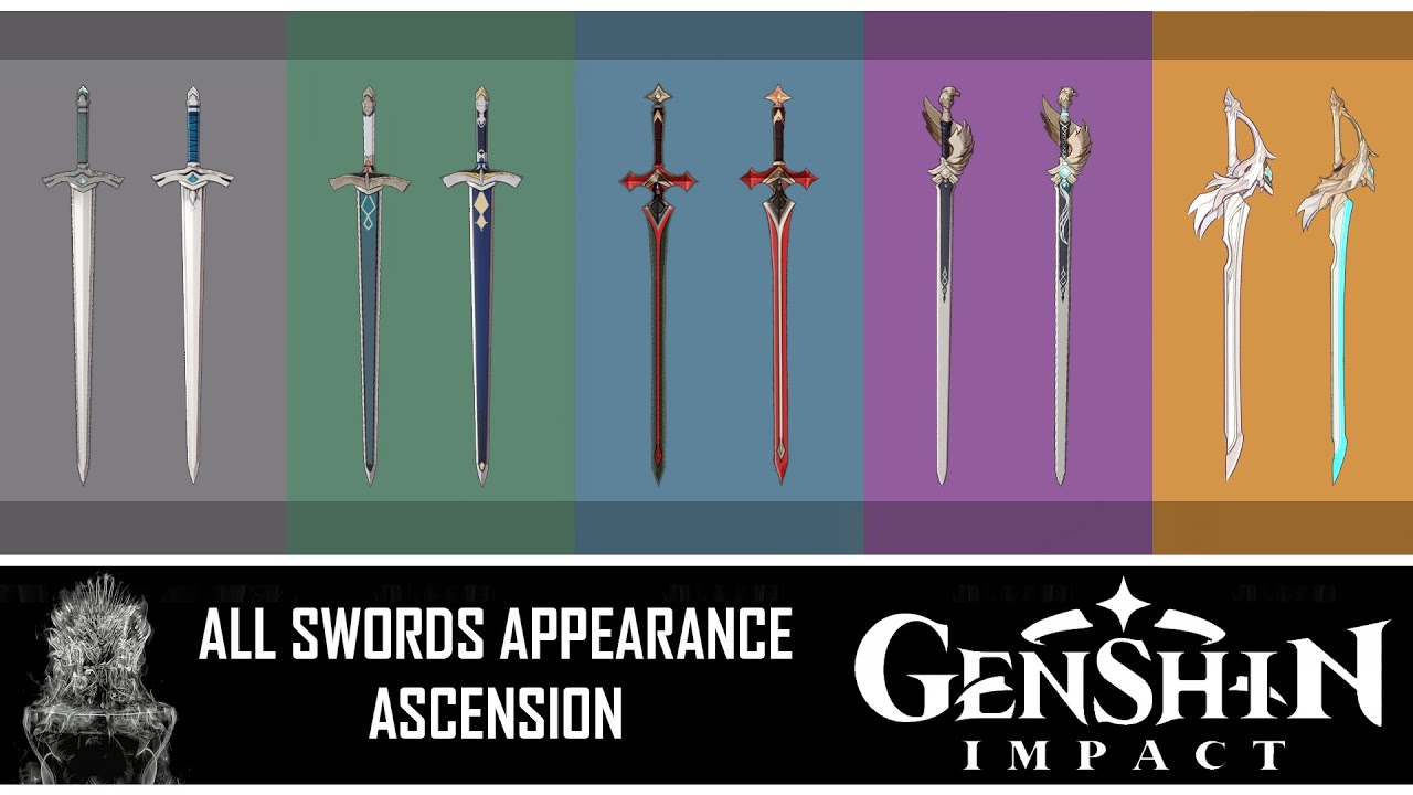 Genshin Impact - All Swords Appearances / Weapon Ascension (Patch 2.3 ...