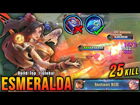 25 Kills!! Insane Damage Esmeralda Monster EXP Laner!! - Build Top 1 Global Esmeralda ~ MLBB
