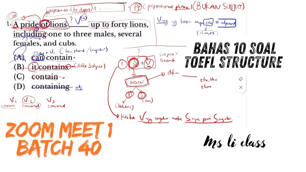 BAHAS 10 SOAL TOEFL STRUCTURE TOEFL BATCH 40 #1 - YouTube