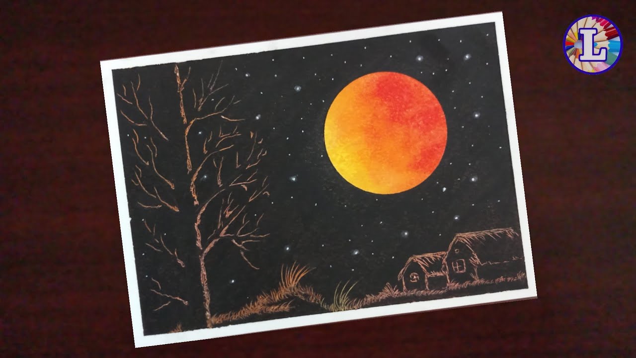 How to draw moonlight drawing | oil pastels drawing for beginners ...